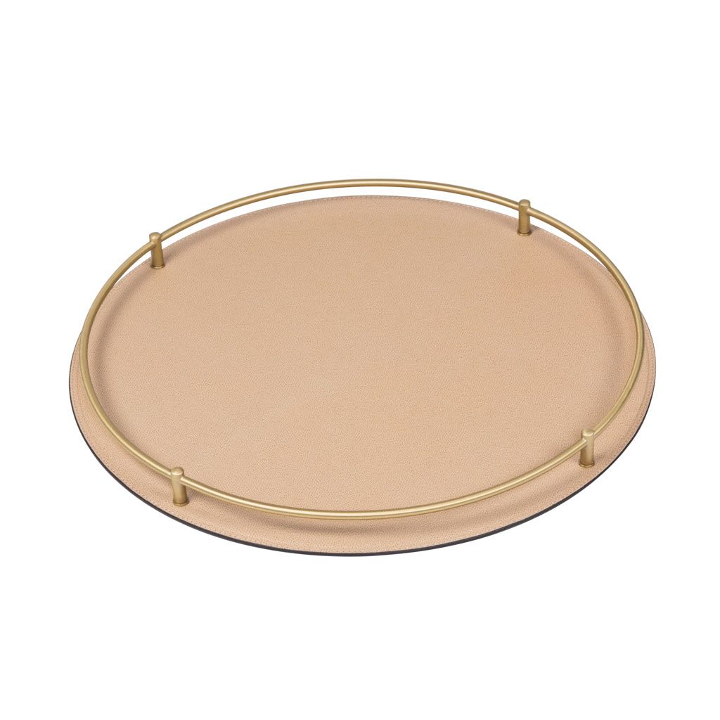 GIOBAGNARA · Venice Shop · Round tray metal base with leather frame and ...